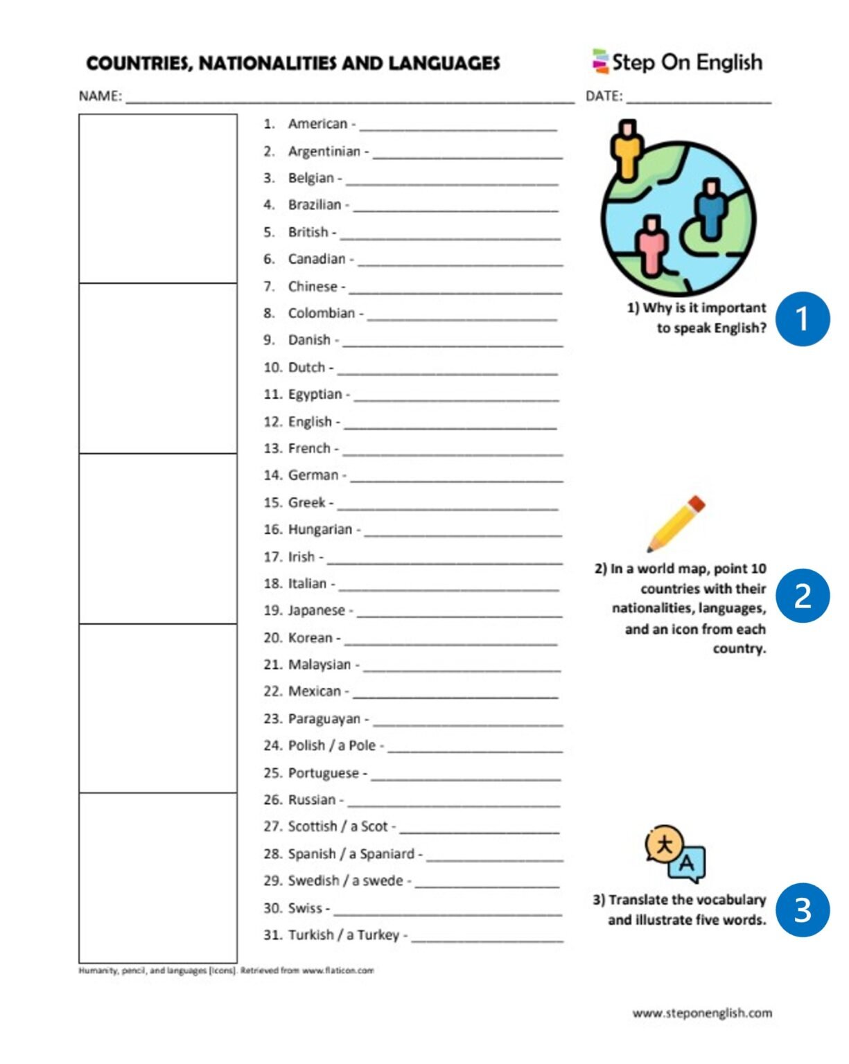 Hojas de vocabulario en inglés por temas — Descarga gratis - Step On ...